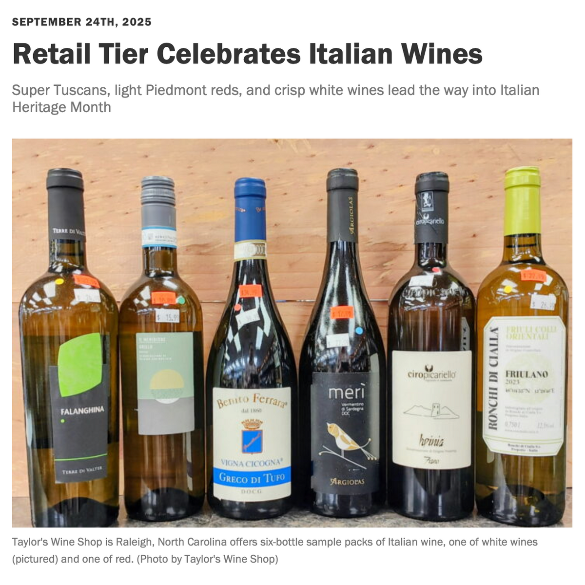 Featured in MarketWatch – Taylor's Wine Shop